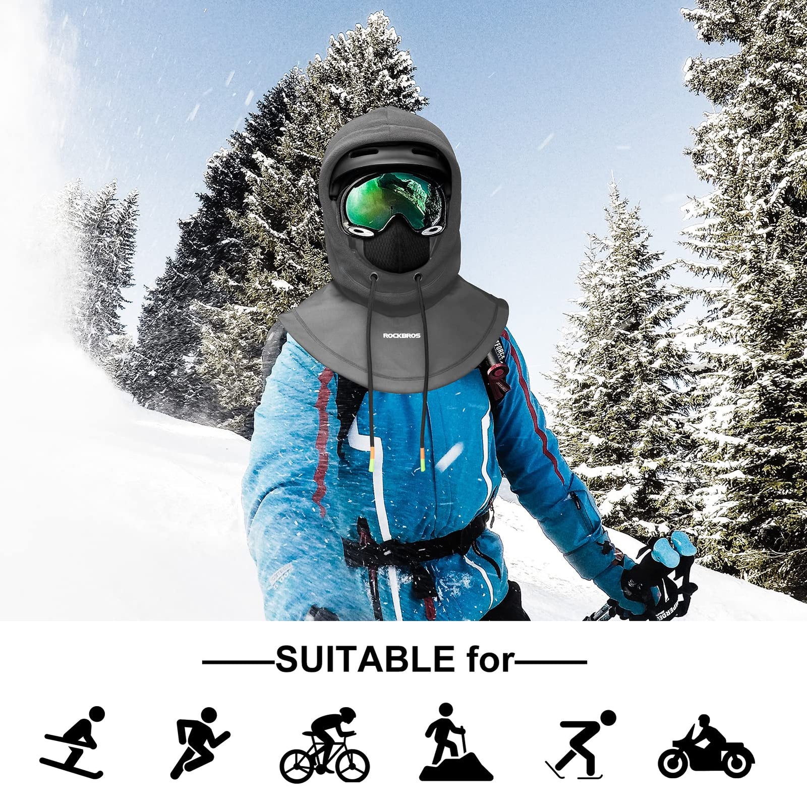 ROCKBROS Ski Balaclava Thermal Fleece Balaclava for Cold Weather Winte