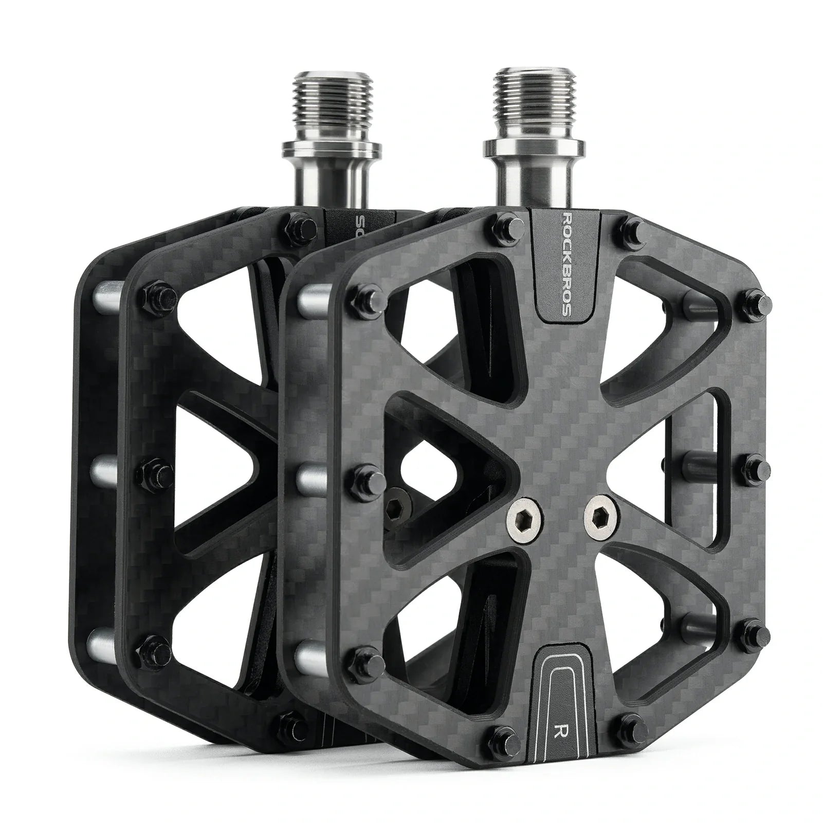 ROCKBROS Carbon Fiber Bike Pedals Lightweight 3-Bearing Non-Slip 9/16"