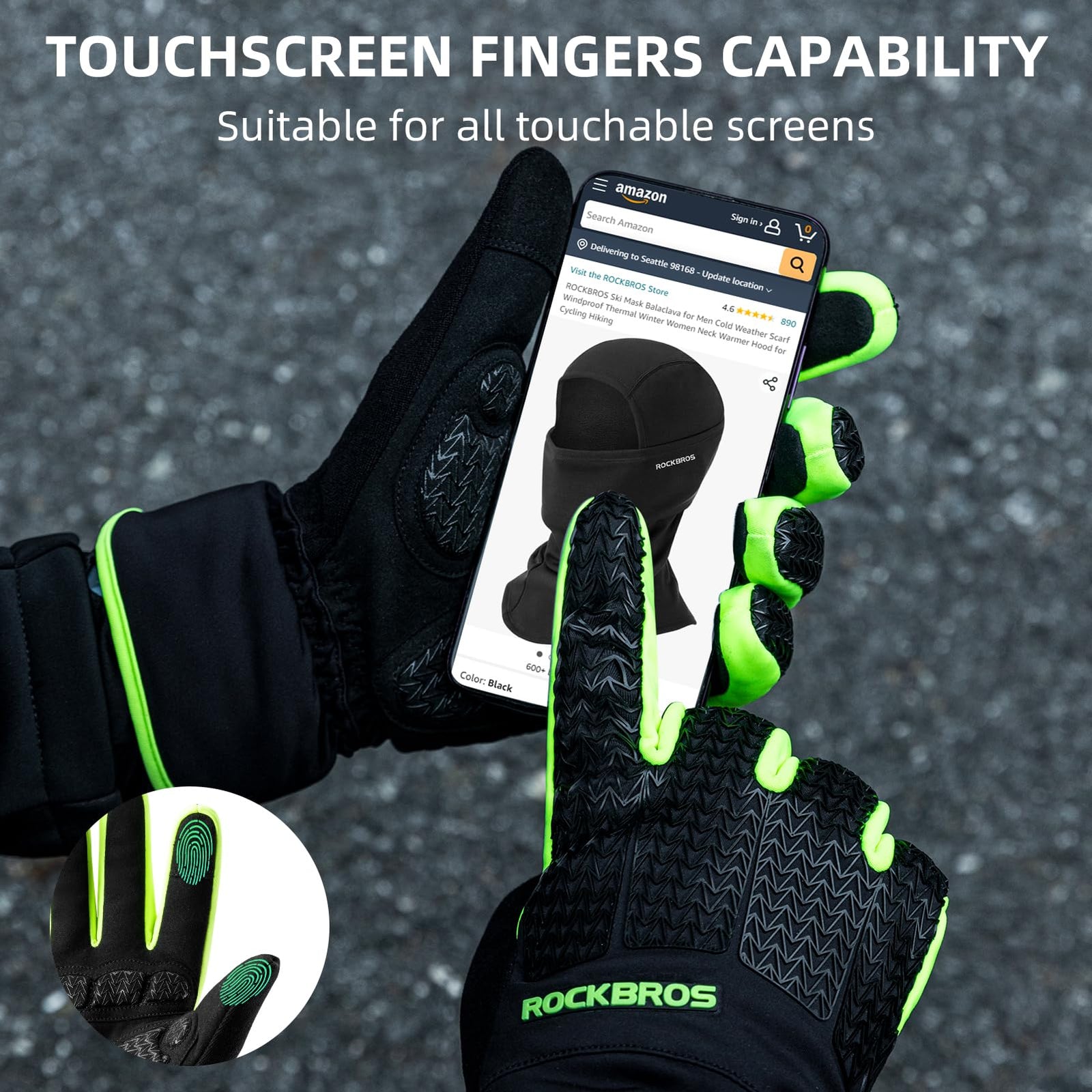 ROCKBROS Winter Cycling Gloves, Windproof Thermal Touchscreen Gloves f