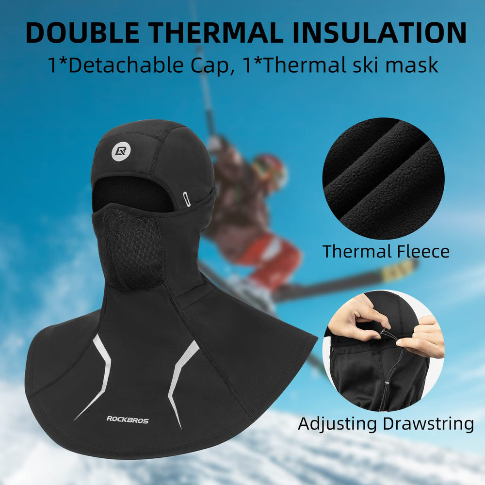 ROCKBROS Thermal Ski Mask, Windproof Fleece Balaclava for Cold Weather