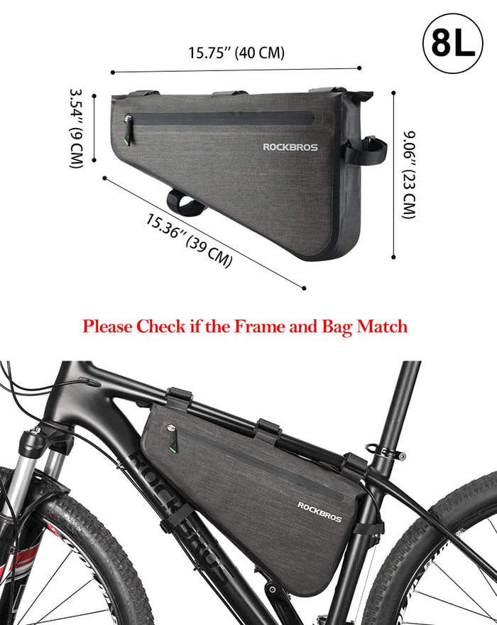 ROCKBROS Bike Frame Triangle Large Cycling Bag 5-8L