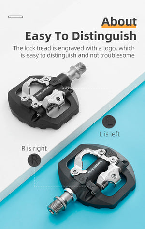ROCKBROS SPD Dual-Purpose Bike Pedals - Compatible with Shimano MTB/Ro