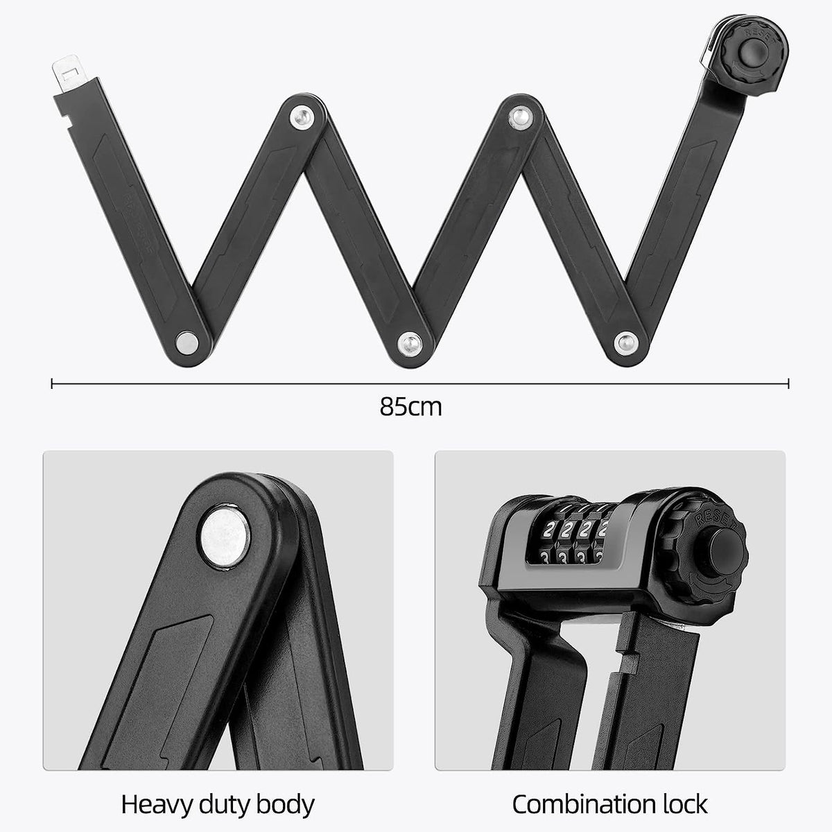 ROCKBROS Folding Bike Lock Heavy Duty Anti Theft with Mounting Bracket