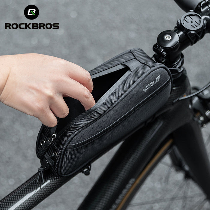 ROCKBROS Bicycle Top Tube Bag 1.3L Mountain Road Bike Frame Bag Reflec